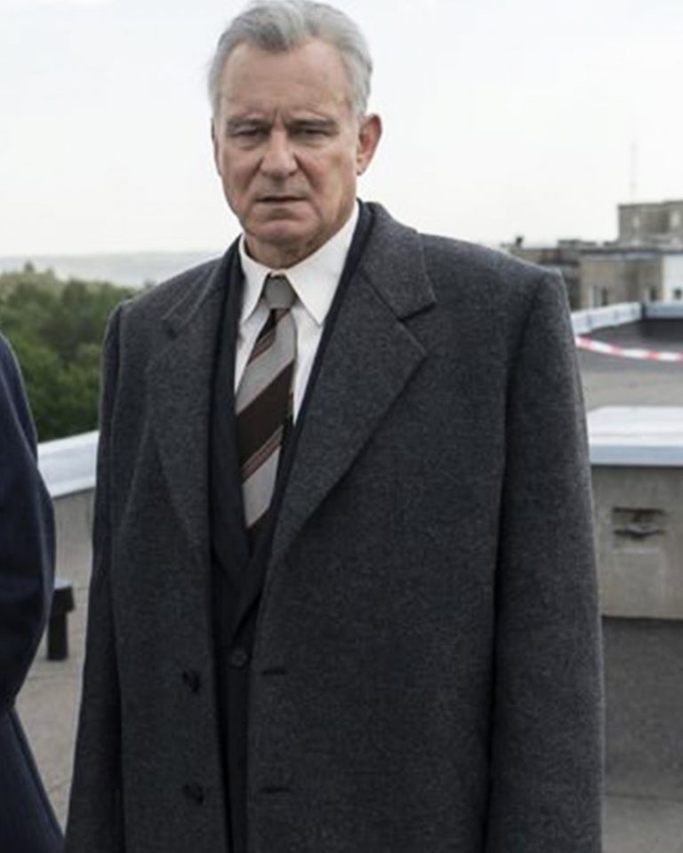 Chernobyl Stellan Skarsgard Black Wool Coat